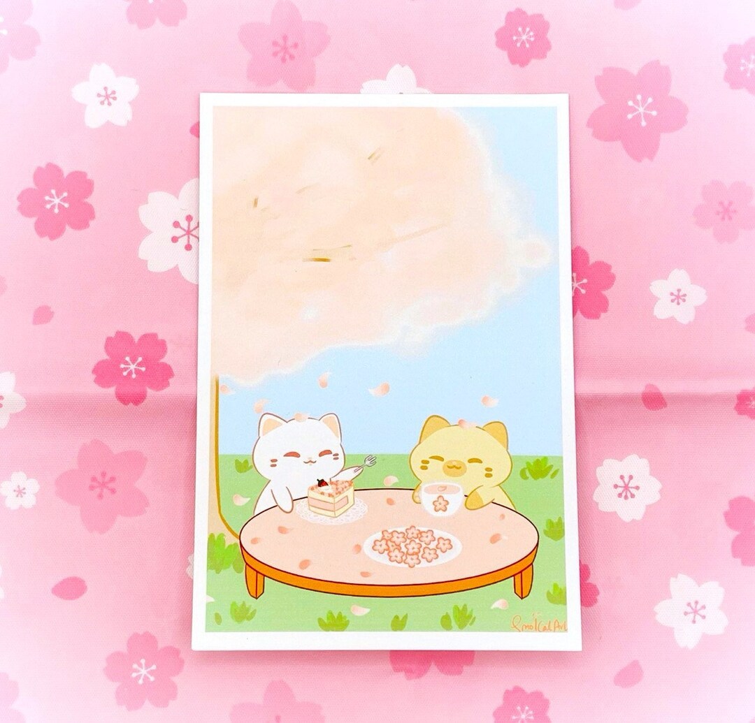 Tea Party Under the Sakura Tree Mini Art Print - Etsy