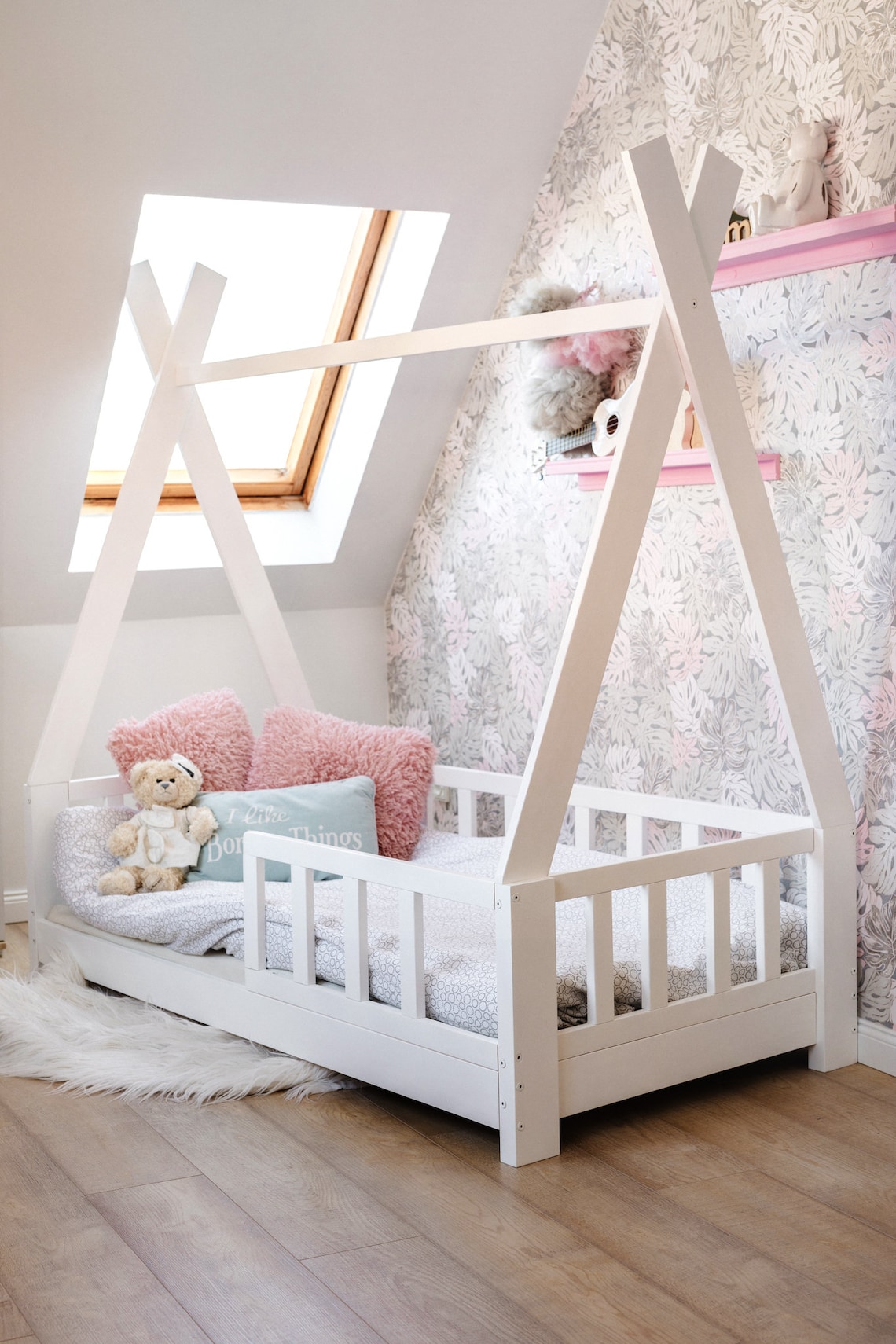 Hausbett Kinderbett Mit Rausfallschutz Und Lattenrost Toddler | Etsy