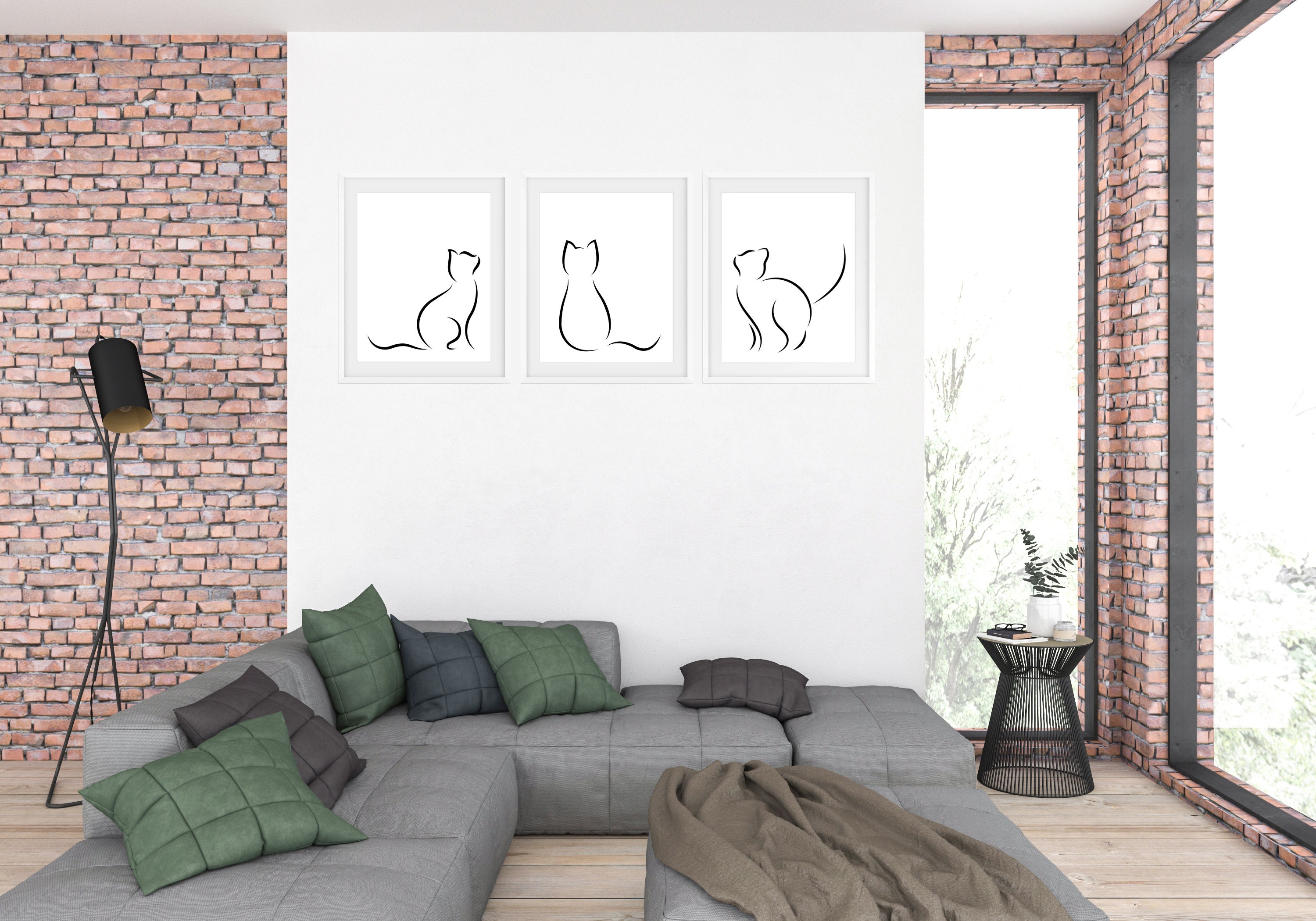 Cat Print Cat Printable Black Cat Line Art Print Black - Etsy