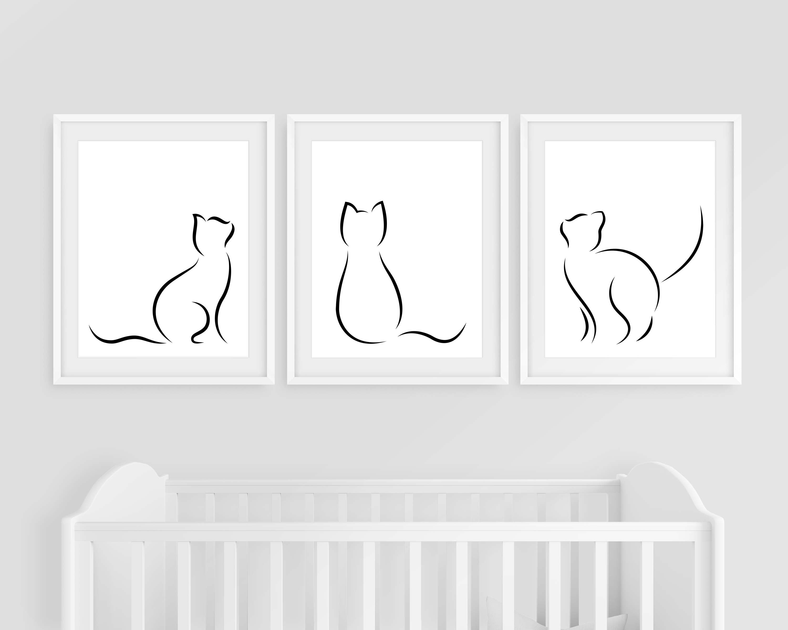 Cat Print Cat Printable Black Cat Line Art Print Black - Etsy