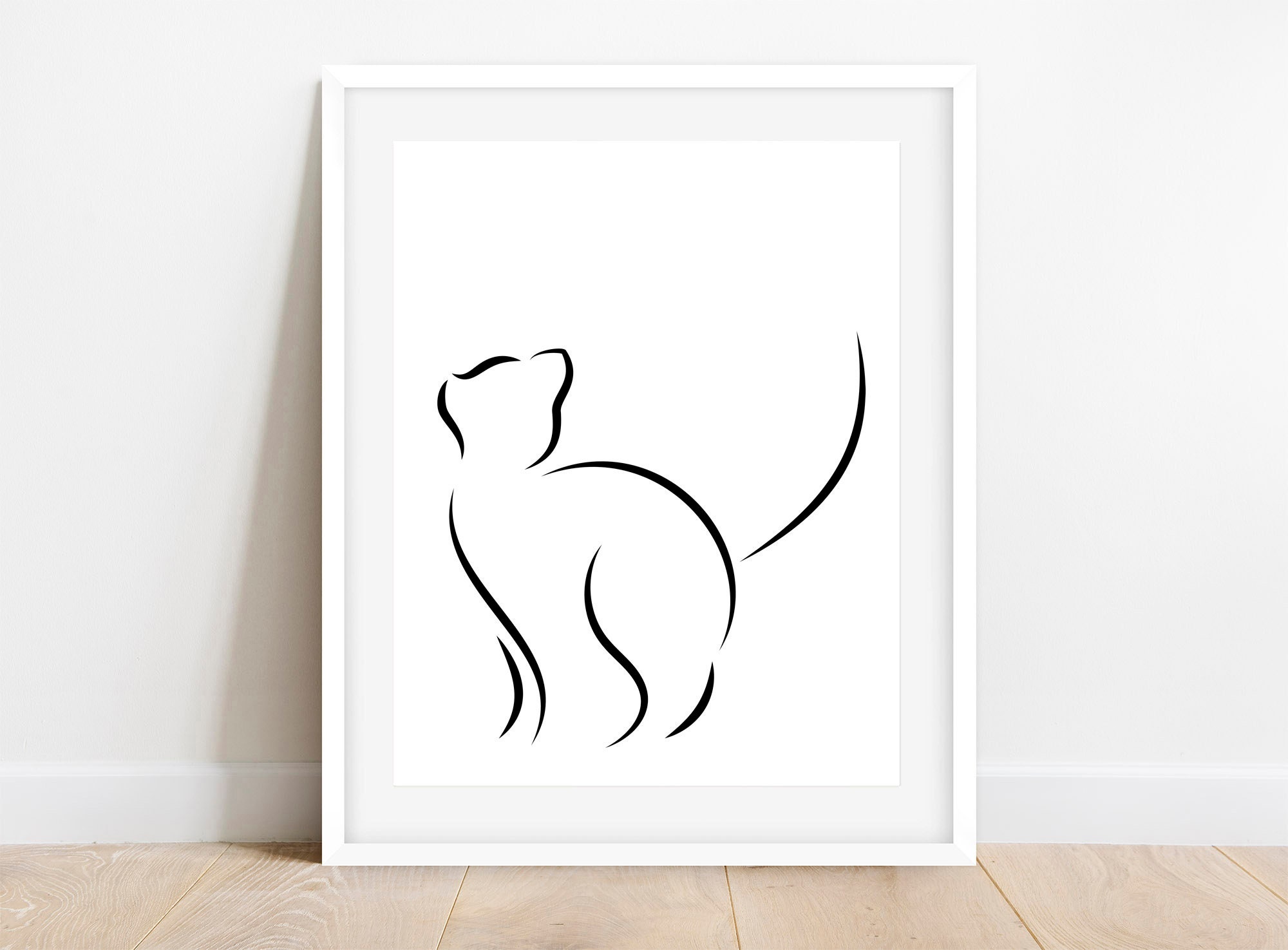 Cat Print Cat Printable Black Cat Line Art Print Black - Etsy