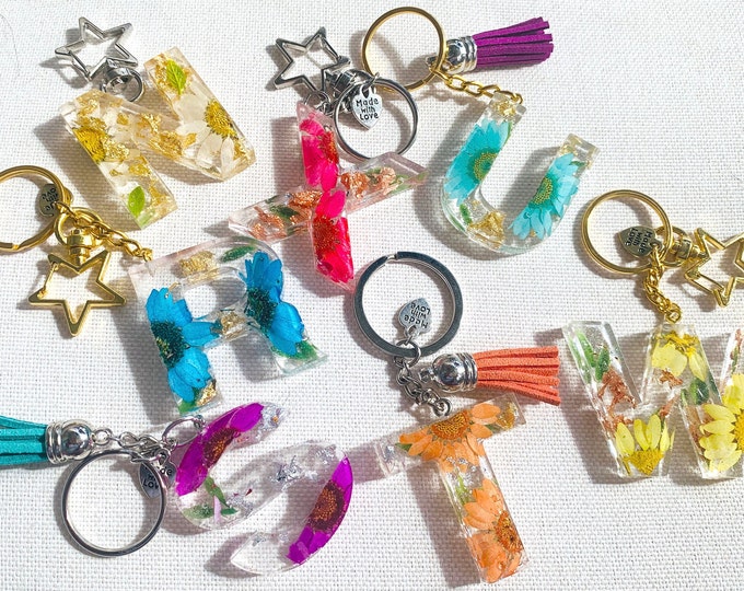 Initial Keychain, Personalized Resin Letter Keychain, Custom Letter ...