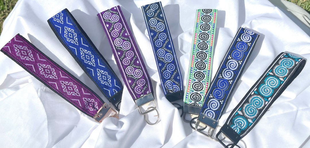 Hmong Keyfobs and Keychains, Hmong Prints, Handmade, Gift, Blue, Purple ...