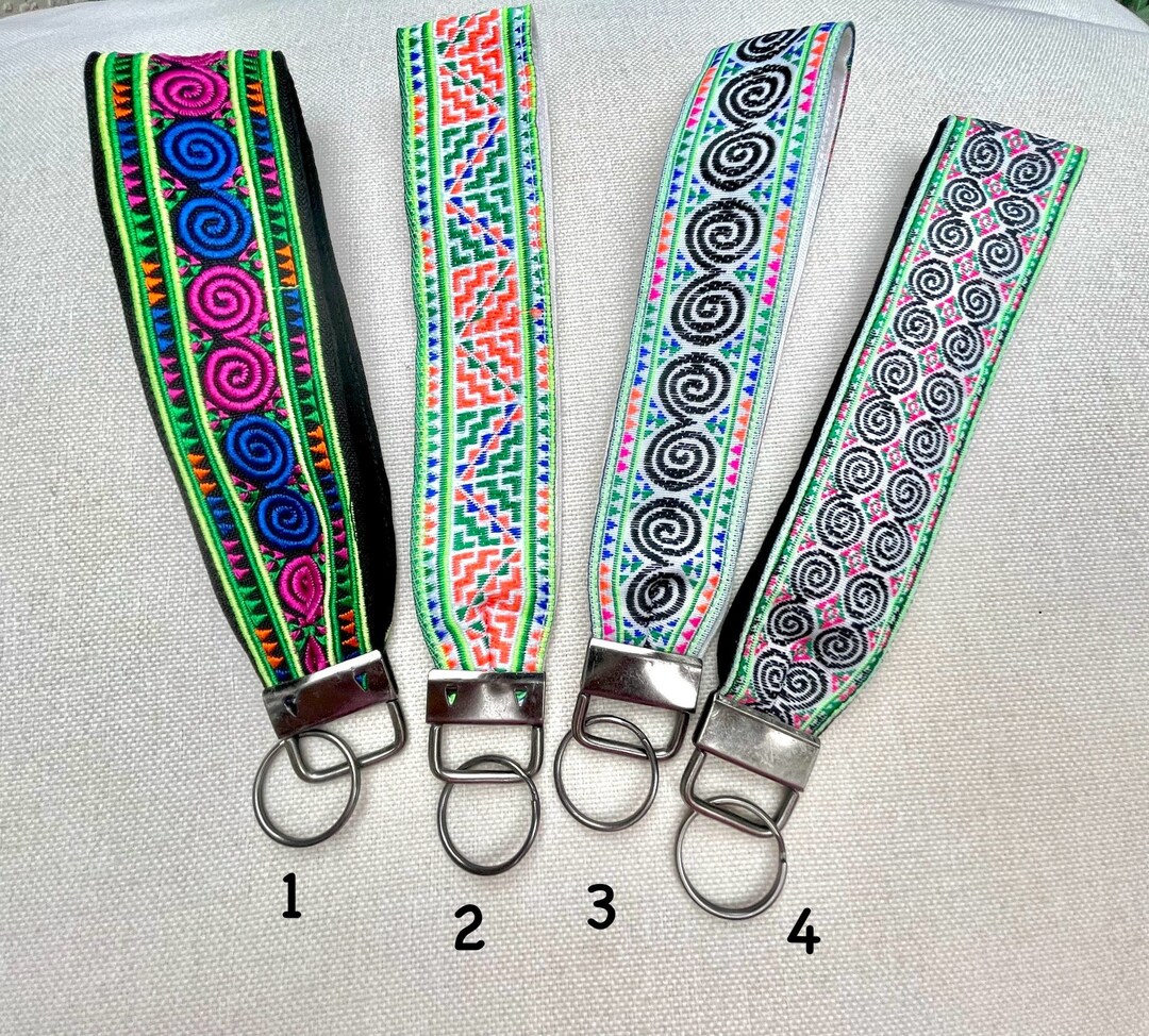 Hmong Keyfobs and Keychains, Hmong Prints, Handmade, Gift, Blue, Purple ...