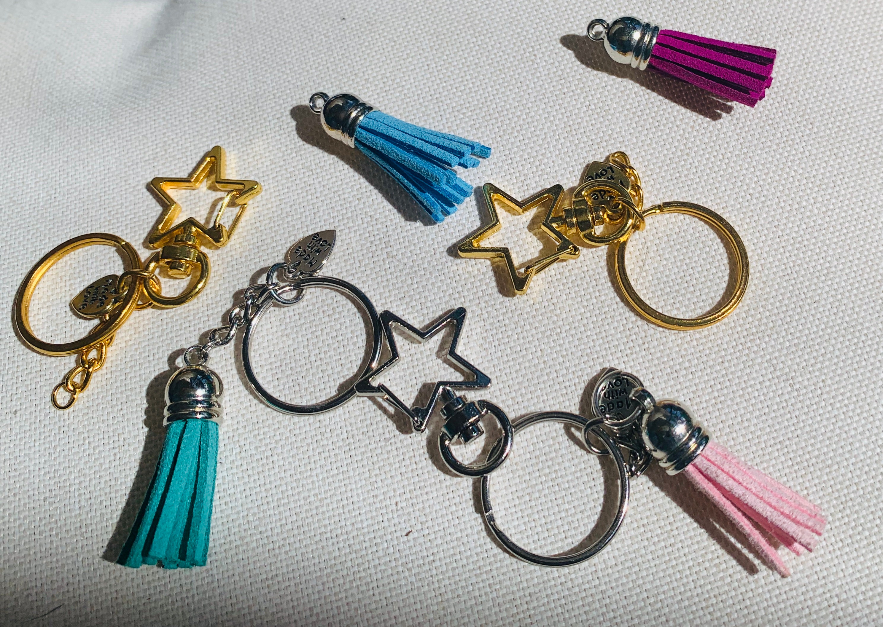 Resin Letter Keychains With Tassel/ Star Clasp- Handmade- Gold, Sliver ...