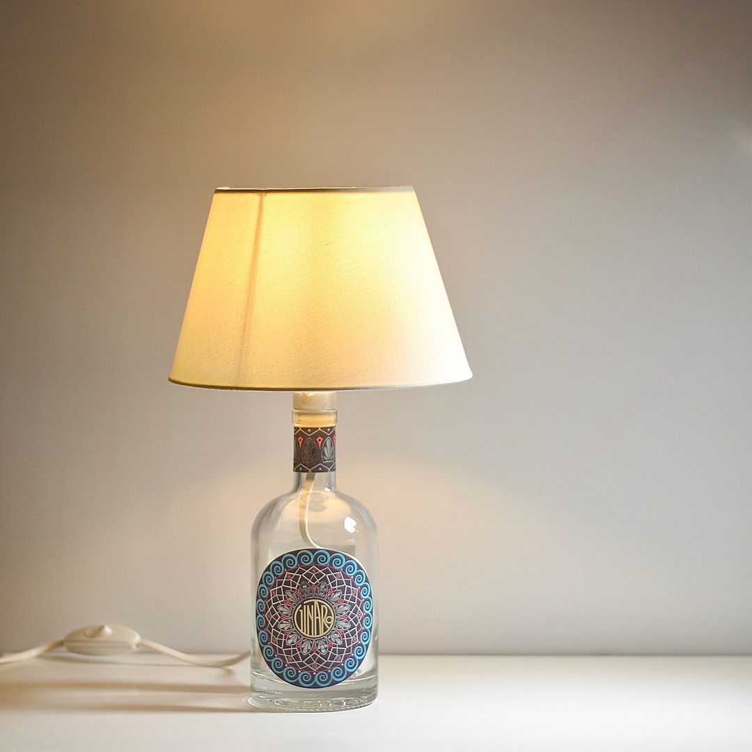 GIN GINARO BLUE Table Bottle Lamp Decor Home Bar Homemade - Etsy