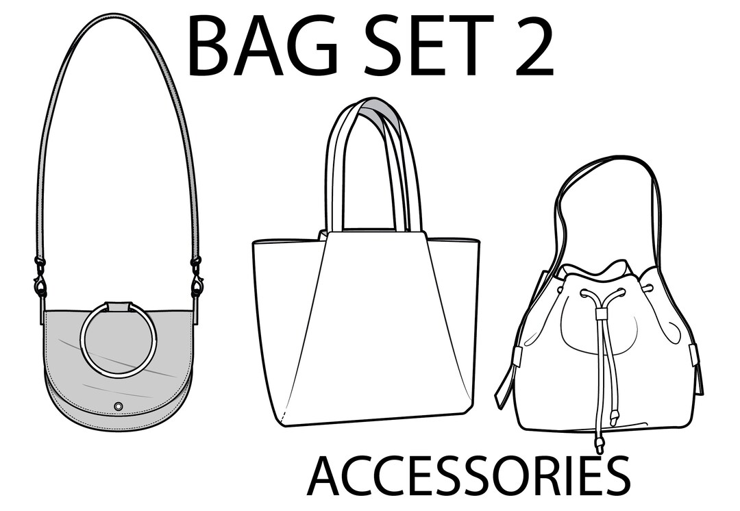 BAG SET 2 - CAD Technical Drawing_adobe Illustrator - Etsy