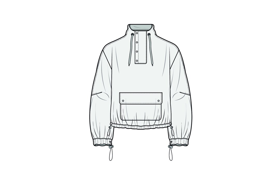 Windbreaker Jacket_cad Technical Drawing Template_adobe Illustrator - Etsy