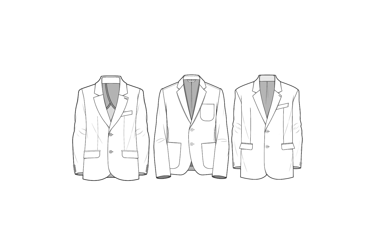 Blazer Set 1_CAD Technical Drawing Template_adobe Illustrator - Etsy