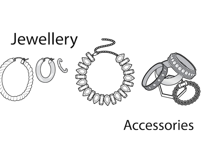 JEWELLERY SET 1_CAD Technical Drawing_adobe Illustrator - Etsy