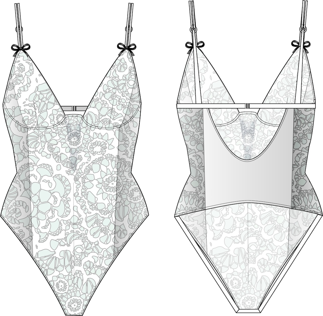 Womens Lingerie Intimates Bra Bundle_ai Illustrator Technical Drawing ...