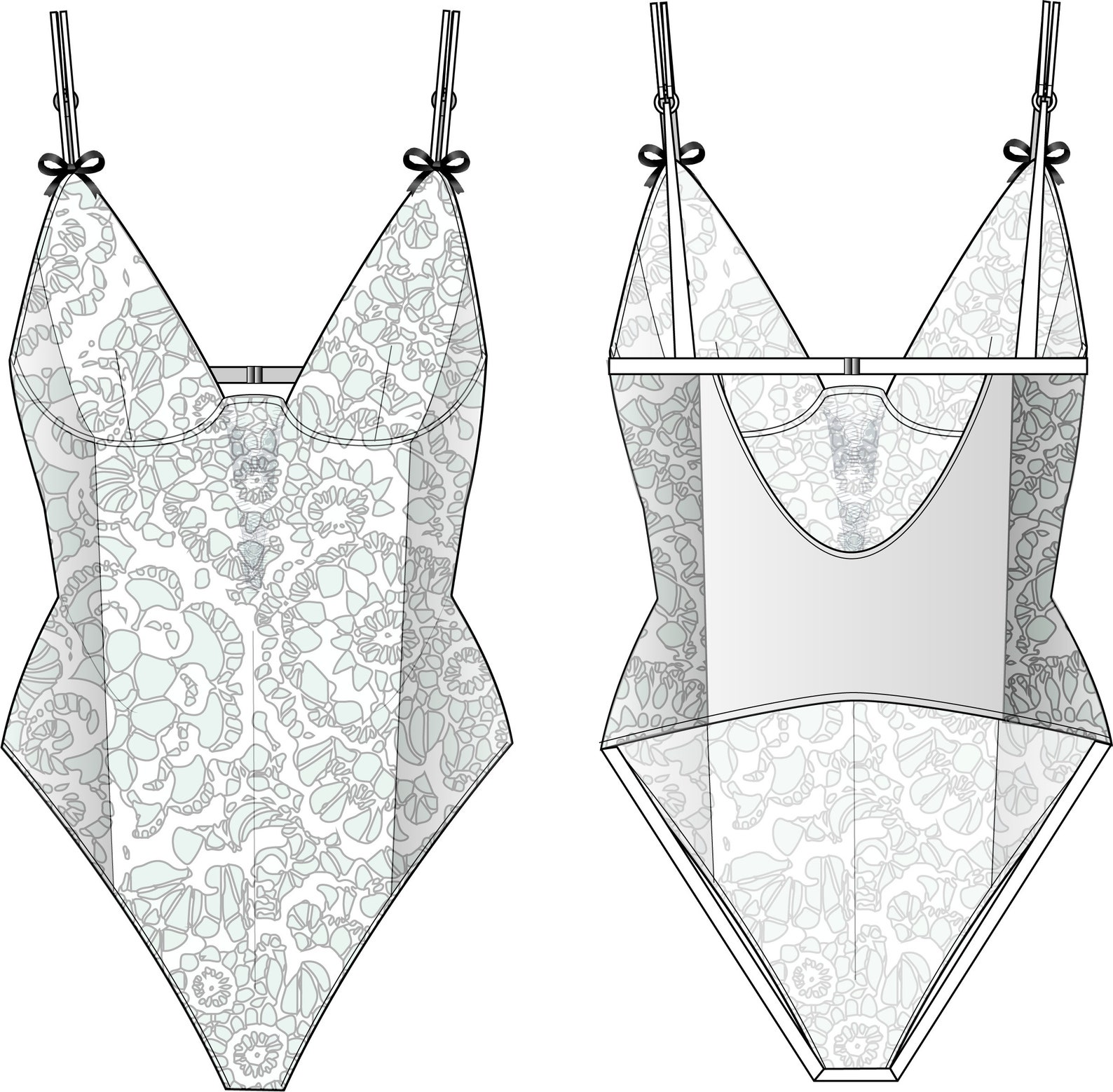 Womens Lingerie Intimates Bra Bundle_ai Illustrator Technical Drawing ...