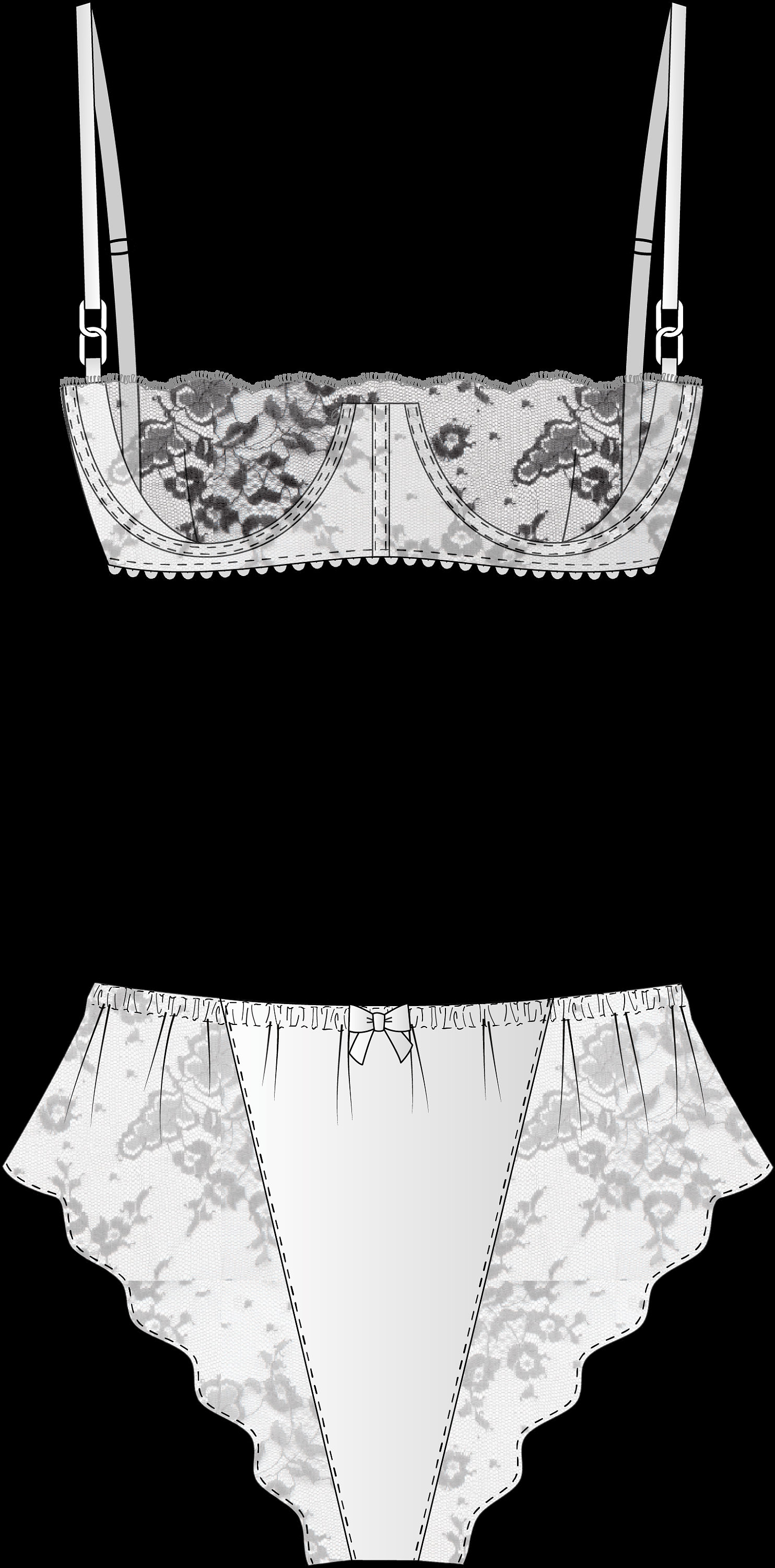 Womens Intimates Lingerie Set 4_CAD Technical Drawing_adobe Illustrator ...