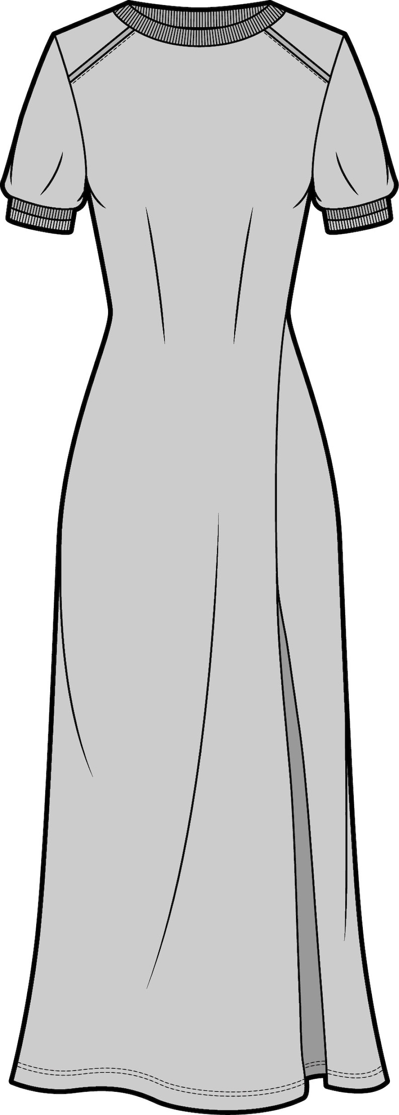 MAXI DRESSES - SET 1 _CAD Technical Drawing Designs_adobe Illustrator ...