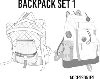 BAG SET 2 - CAD Technical Drawing_adobe Illustrator - Etsy
