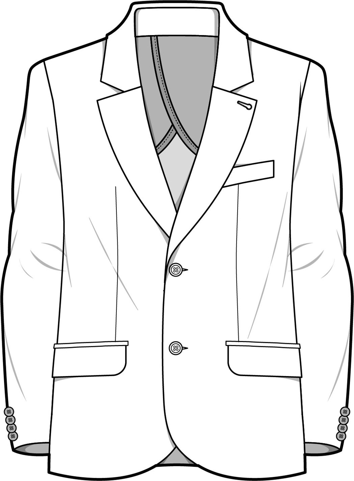 Blazer Set 1_CAD Technical Drawing Template_adobe Illustrator - Etsy