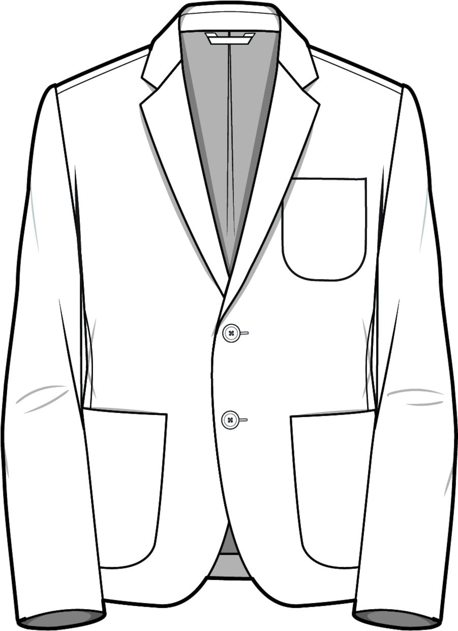 Blazer Set 1_CAD Technical Drawing Template_adobe Illustrator - Etsy