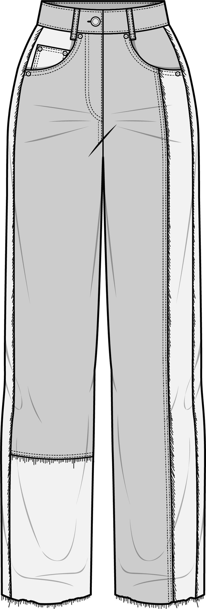 DENIM JEANS PACK 1 _CAD Technical Drawing Designs_adobe Illustrator - Etsy