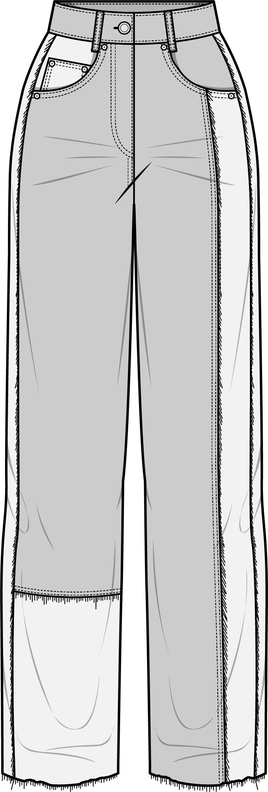 DENIM JEANS PACK 1 _CAD Technical Drawing Designs_adobe Illustrator - Etsy
