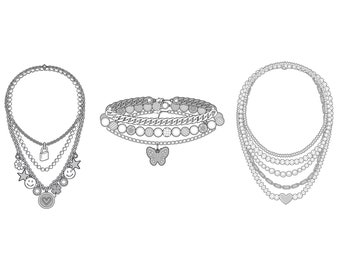 JEWELLERY SET 1_CAD Technical Drawing_adobe Illustrator - Etsy