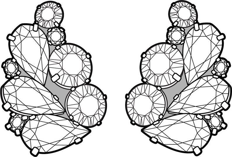 EARRINGS SET 1_CAD Technical Drawing_adobe Illustrator - Etsy