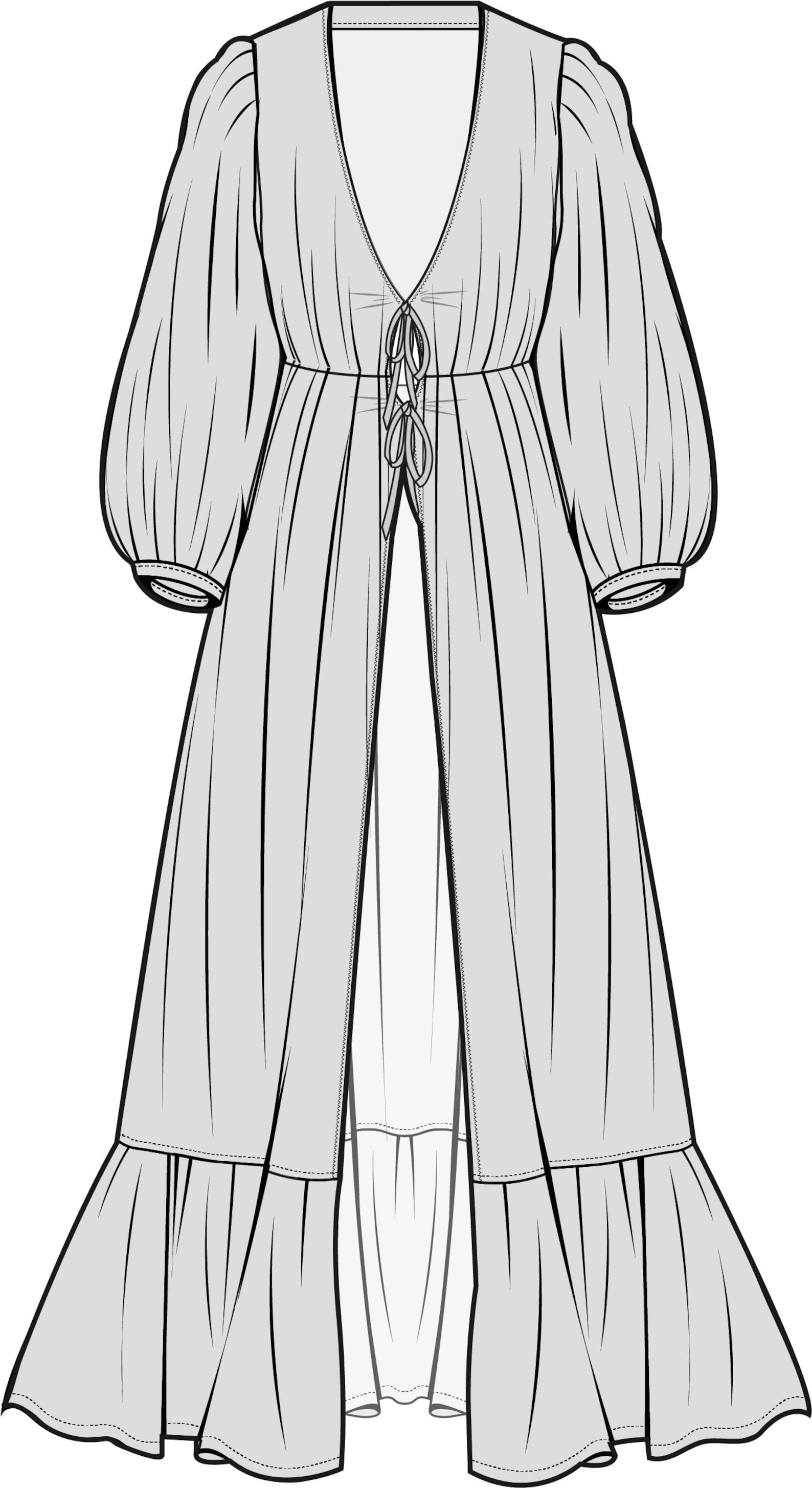 MAXI DRESSES - SET 1 _CAD Technical Drawing Designs_adobe Illustrator ...