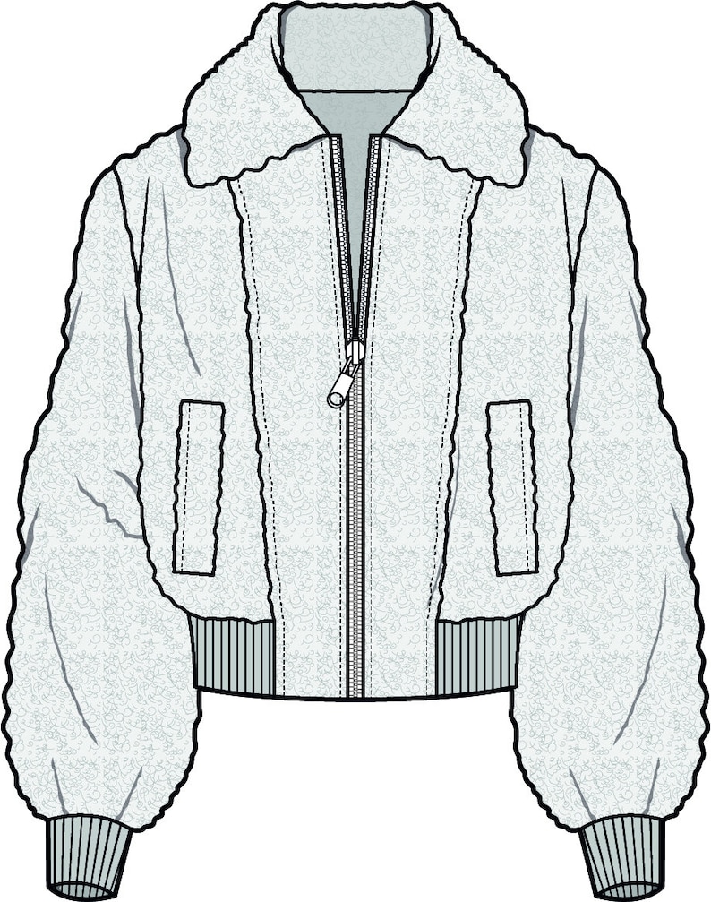 Bomber Jacket Set 1_CAD Technical Drawing Template_adobe Illustrator - Etsy