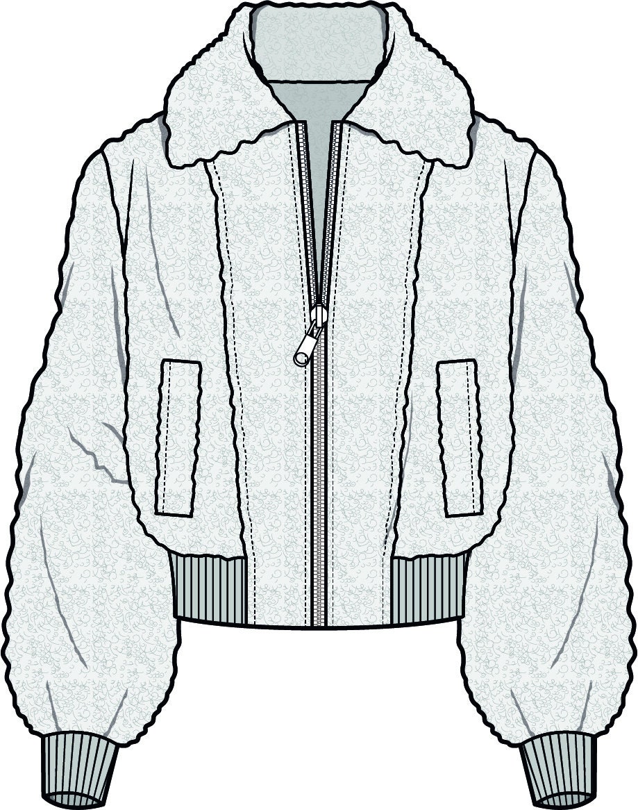 Bomber Jacket Set 1_CAD Technical Drawing Template_adobe Illustrator - Etsy
