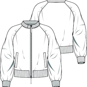 Bomber Jacket Set 1_CAD Technical Drawing Template_adobe Illustrator - Etsy