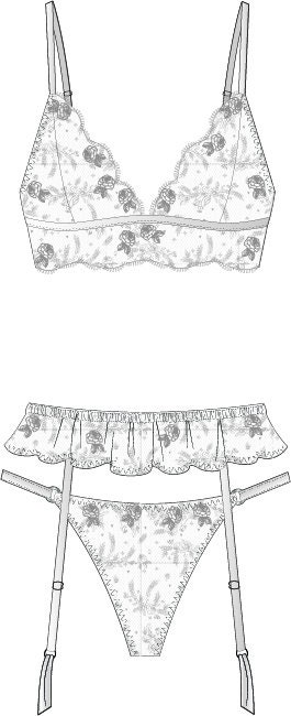 Womens Intimates Set 2_CAD Technical Drawing_adobe Illustrator - Etsy