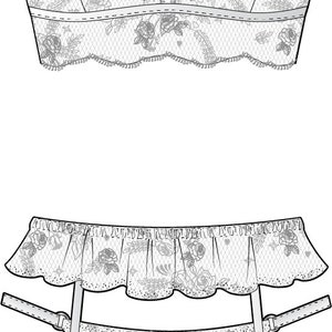Ladies Bralette Coords Intimates_cad Technical Drawing_adobe ...