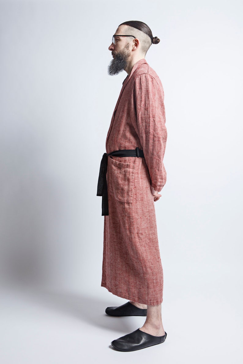 Linen Bathrobe, Gender-neutral, Red - Etsy