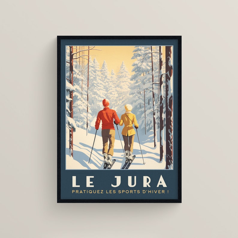 Jura Poster, Cross-country Skiing, Retro Winter Sports Poster, Mountain ...