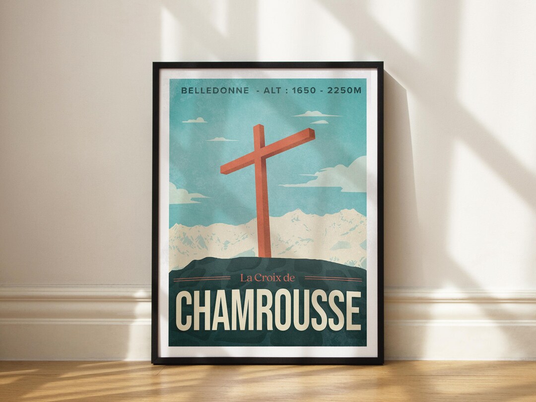 Chamrousse Poster Ski Poster the Alps Neo-vintage Illustration Wall Art ...