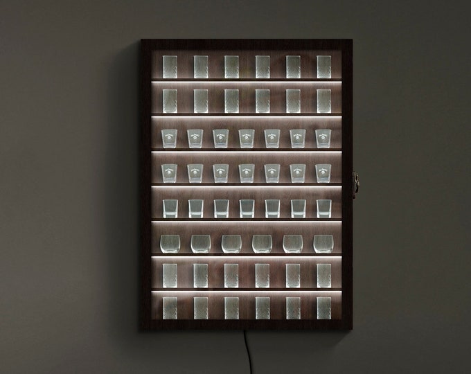 Shot Glass Cabinet Lighted, Shot Glass Display Case With Led, Shot ...