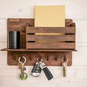 Entryway Organizer, Mail Holder, Key Holder for Wall, Wooden Key Hanger ...