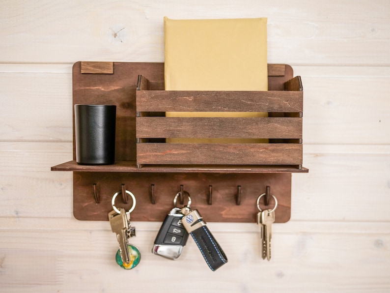 Entryway Organizer, Mail Holder, Key Holder for Wall, Wooden Key Hanger ...