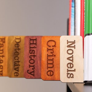 Book Dividers Wood, Handmade Book Divider, Book Genre Separators, Eco ...