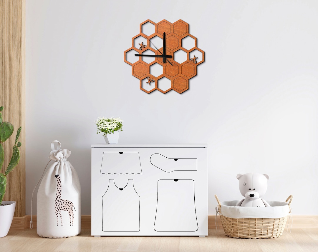 Honeycomb Wall Clock, Hexagon Clock, Minimalist Large Wall Clock ...