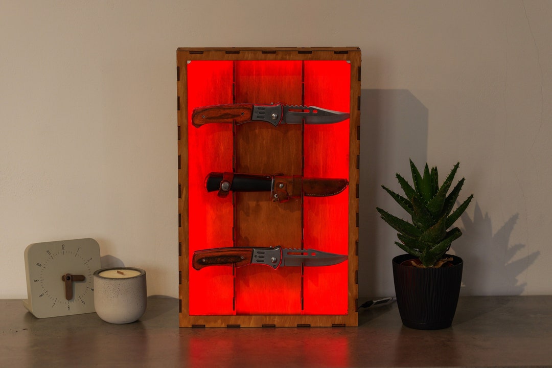 Wood Knife Display Shelves, Storage for Knifes With Lights ...