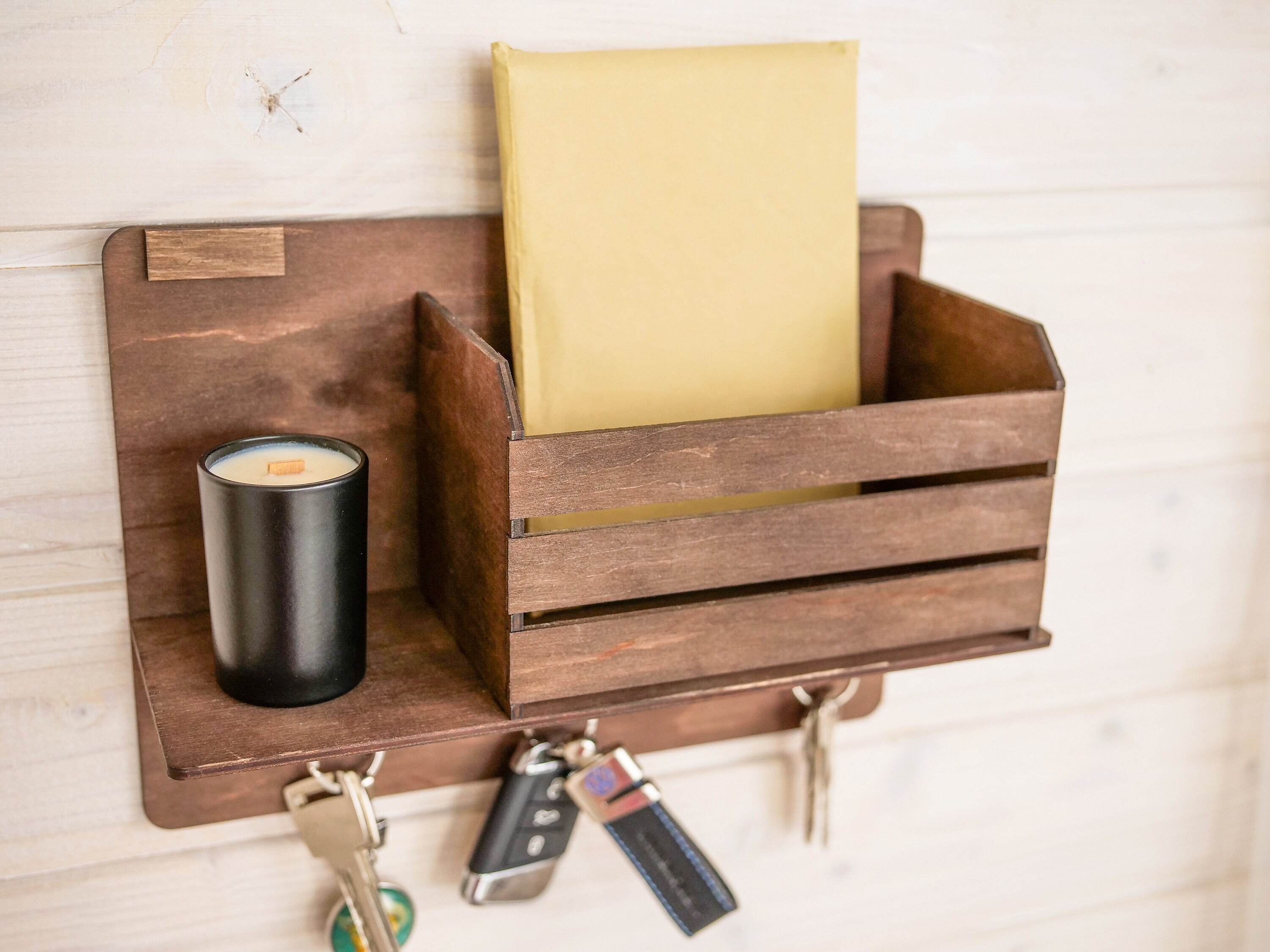 Entryway Organizer, Mail Holder, Key Holder for Wall, Wooden Key Hanger ...