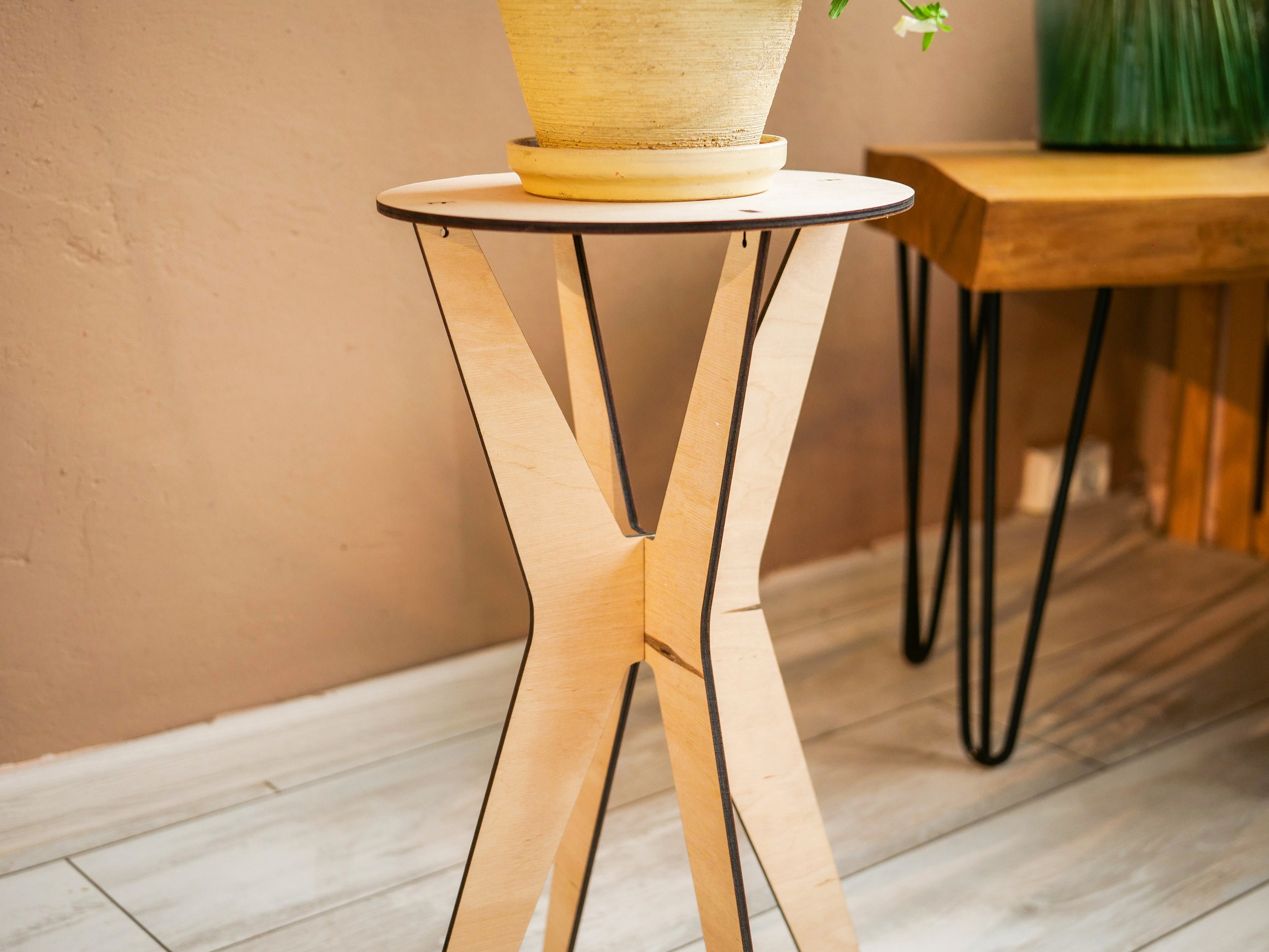 Wood Planter Stand, House Plant Stand, Wood Plant Stand, Tall Modern ...