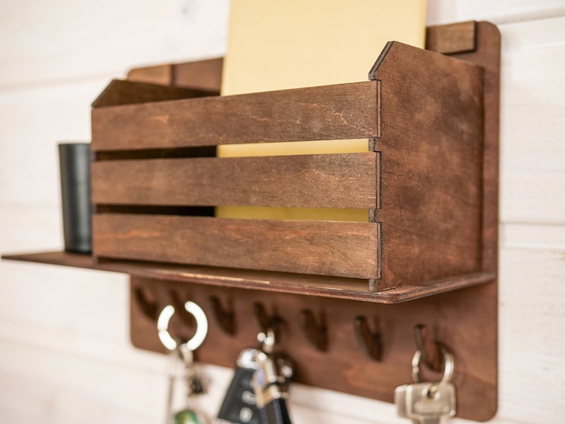 Entryway Organizer, Mail Holder, Key Holder for Wall, Wooden Key Hanger ...