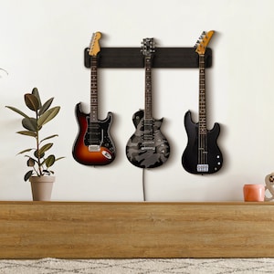 Wooden Guitar Wall Hangers, Led Guitars Hanger, Handmade Guitar Holder ...
