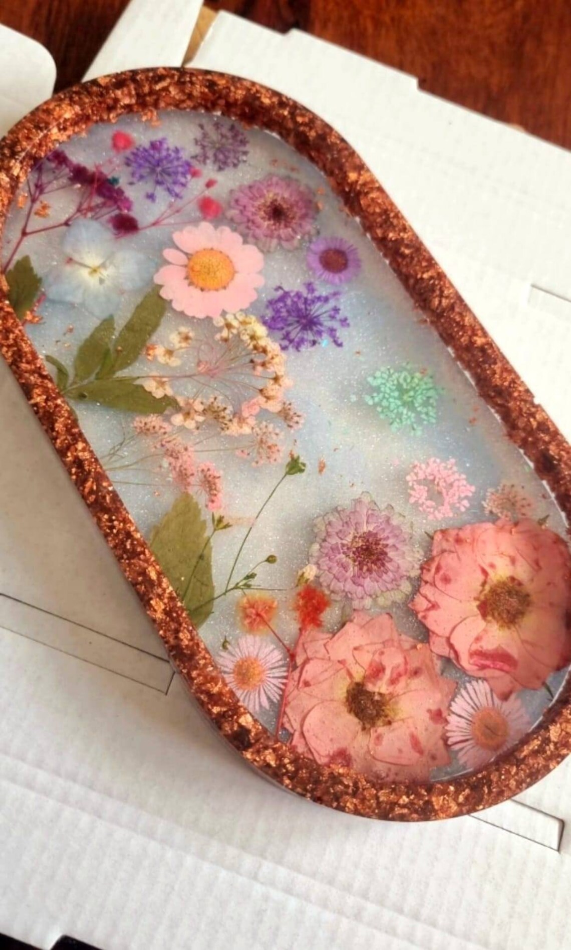 Floral Tray Handmade Real Flowers Handmade Resin and Gold Leaf - Etsy
