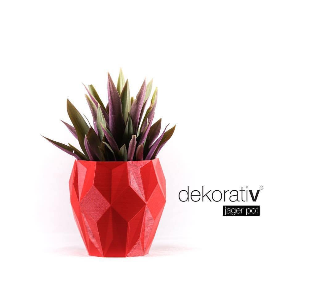 Dekorativ Pot Set of 2 Ceramic Planter Decorative Succulent Geometric ...