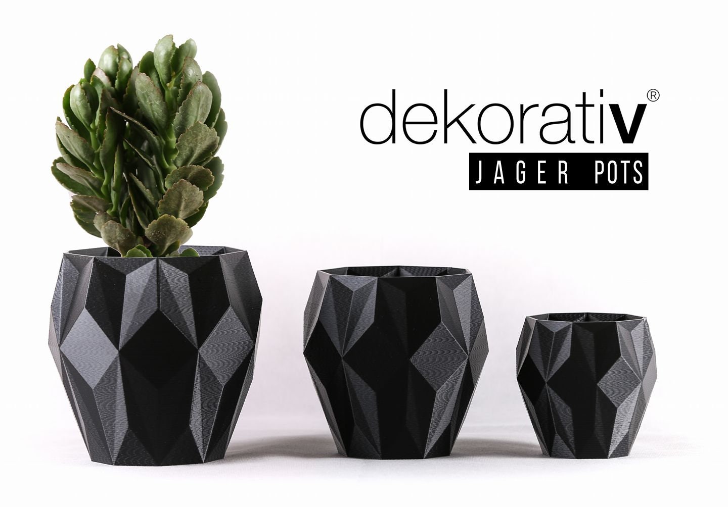 Dekorativ Pot Set of 2 Ceramic Planter Decorative Succulent Geometric ...