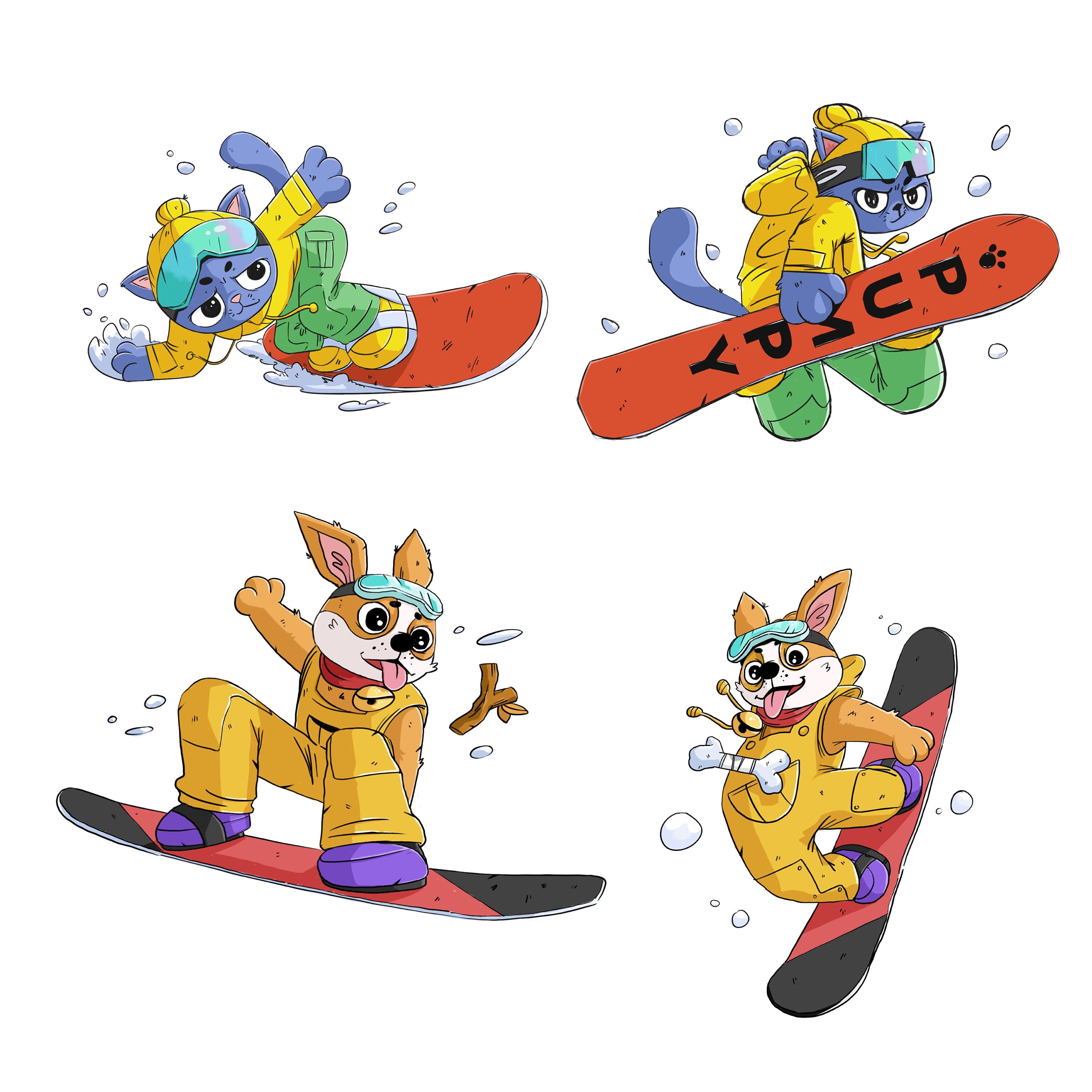 Blaue Katze Pumpy & Corgis Bobo PVC Snowboard Sticker 4Er - Etsy.de