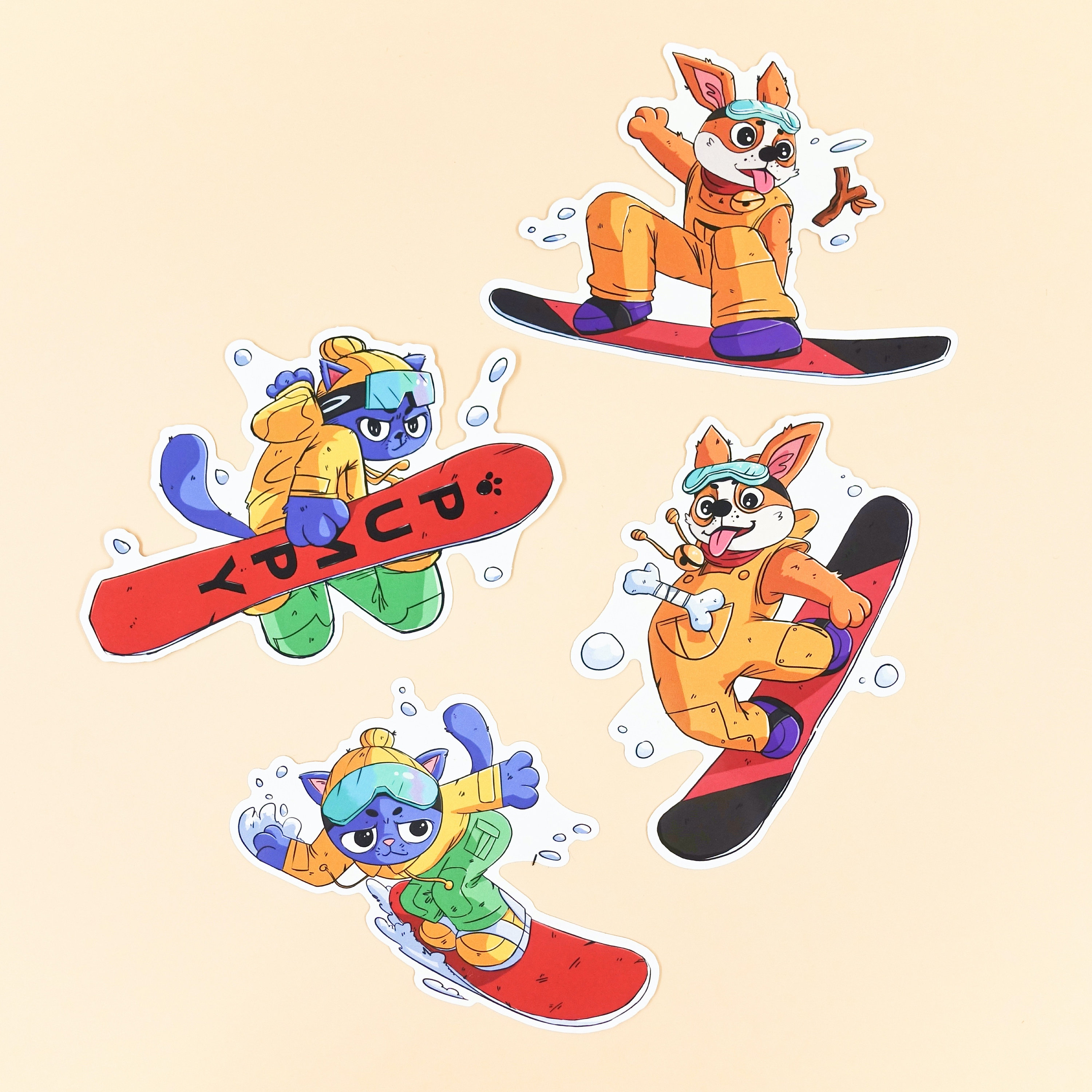 Blaue Katze Pumpy & Corgis Bobo PVC Snowboard Sticker 4Er - Etsy.de