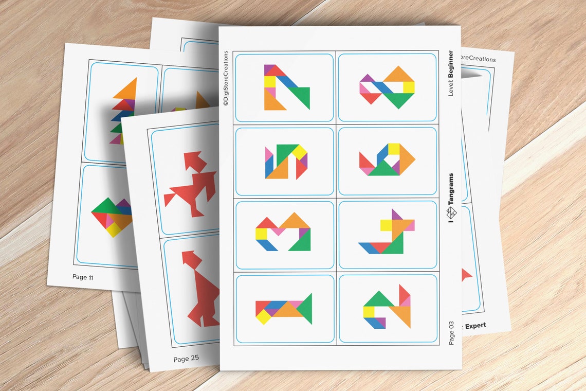 Tangram Pdf-tangram Flash Cards-tangram Alphabet-tangram Animals ...